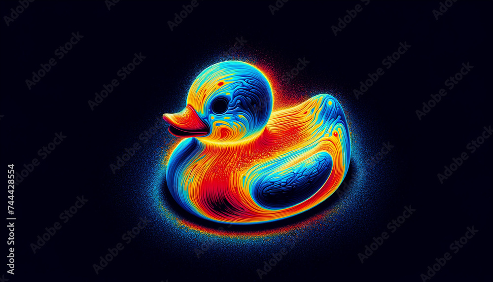 A heat map visualization of a rubber duck in a dynamic, abstract heat map style Illustration ...