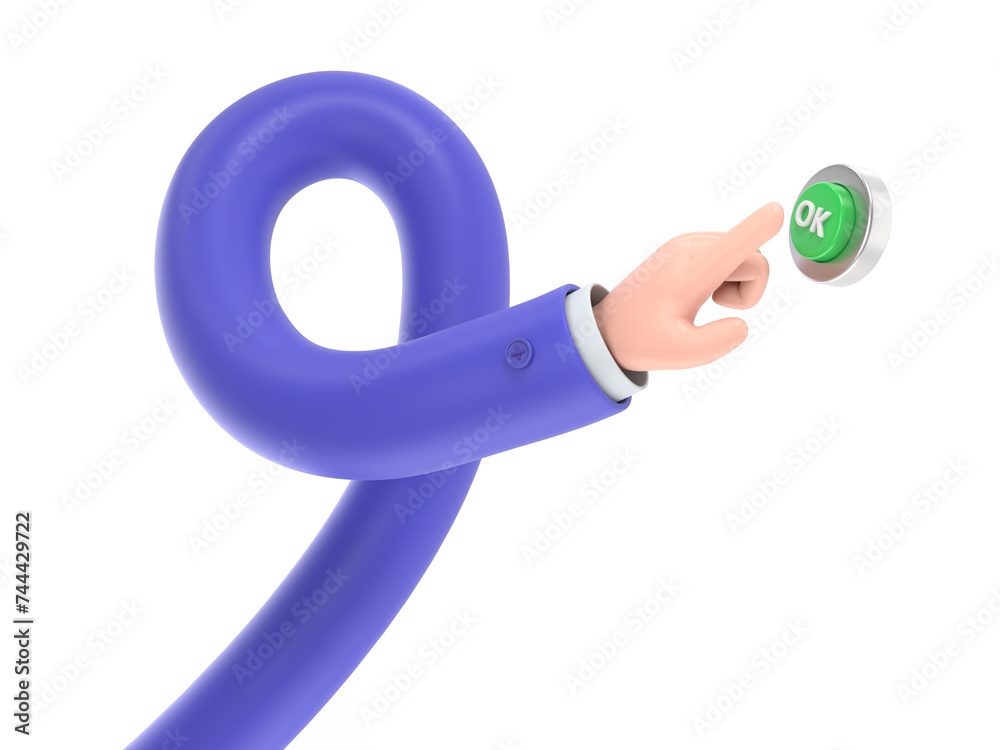 Transparent Backgrounds Mock-up.The green ok button hand presses pop ...