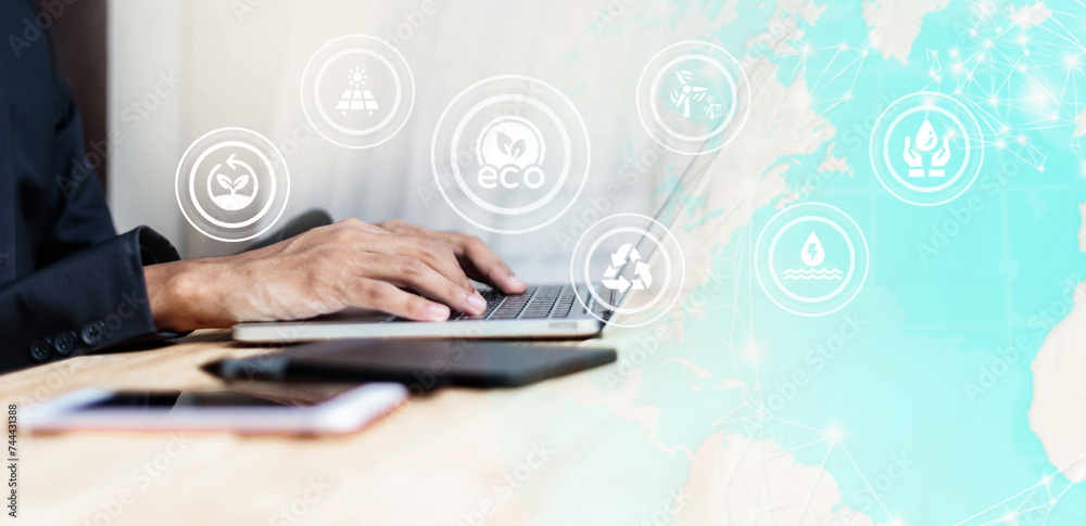 Environmental icons green technology and environmental technology ...