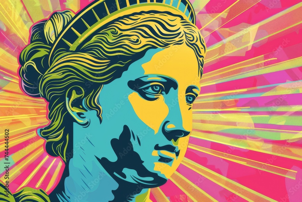 ภาพประกอบสต็อก Hera depicted in Pop Art Style with Mythology Goddess ...