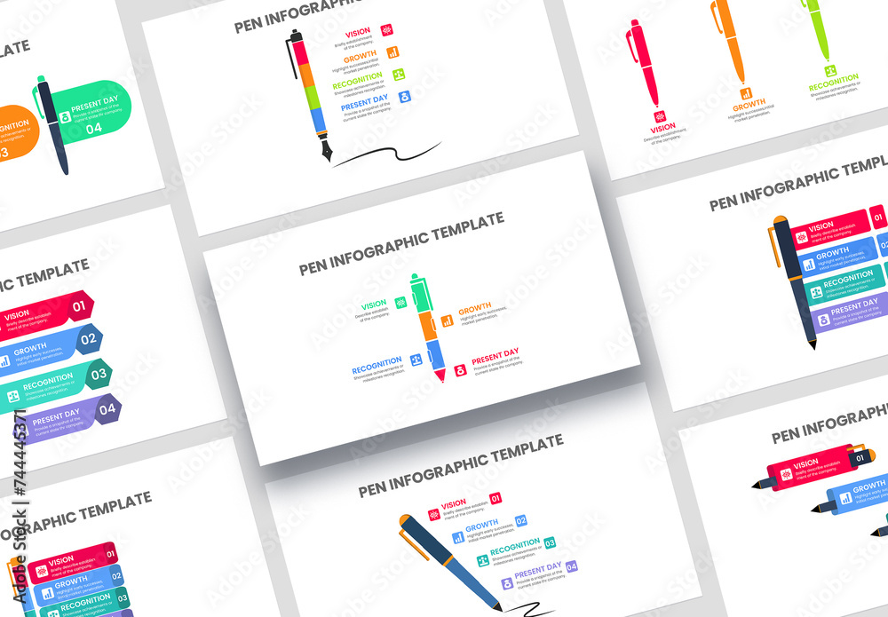 Colorful Pen Infographic Design Template Stock Template | Adobe Stock