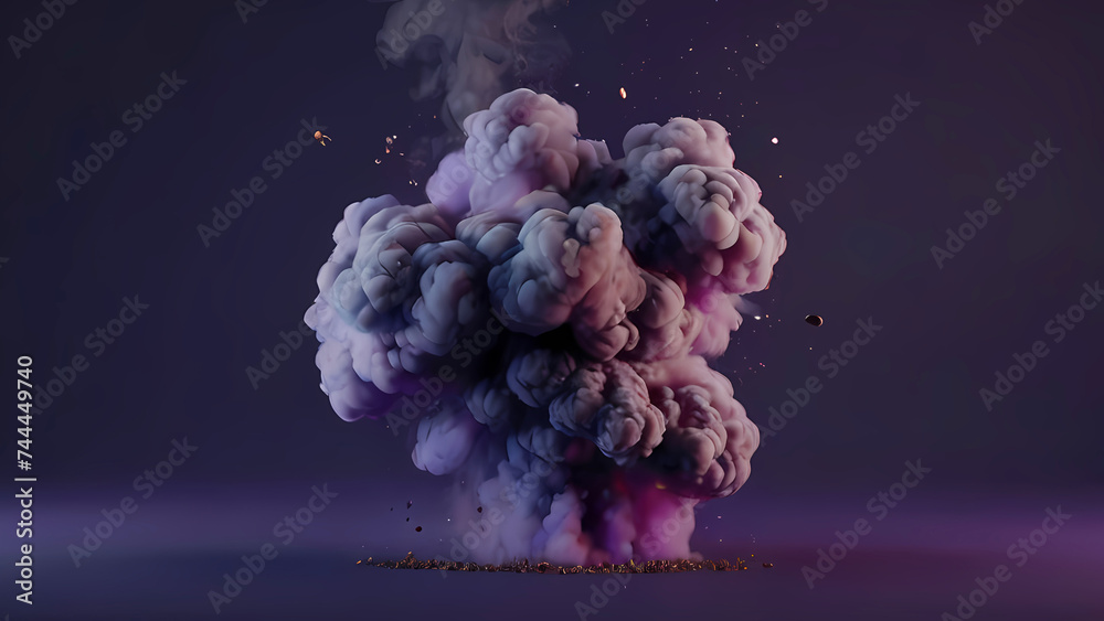 purple explosion isolated on transparent background - powder paint ...