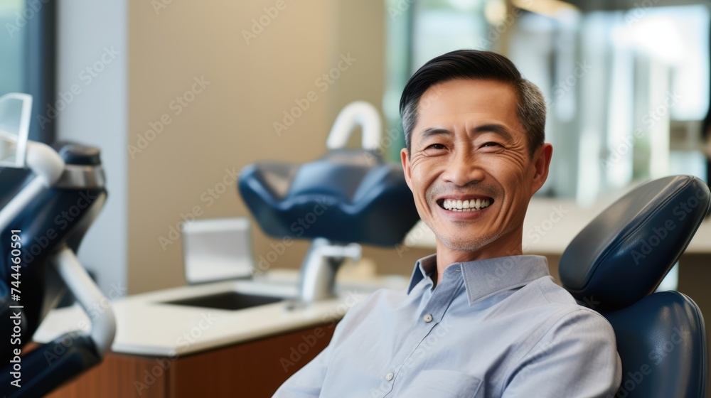Dental delight: An Asian man with stunning teeth smiles with confidence ...