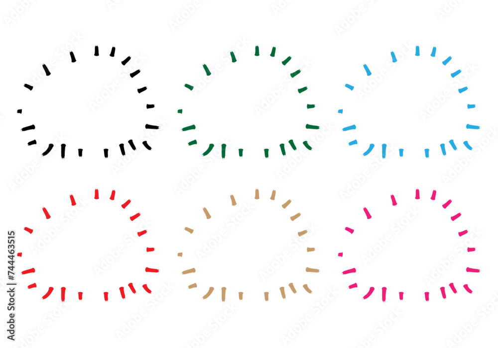 Hoja de iconos de líneas en circulo hecho con rotulador. Stock Vector ...