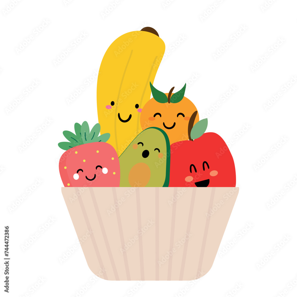 cartoon hand drawing of various cute fruits. cute fruit cartoons, for ...