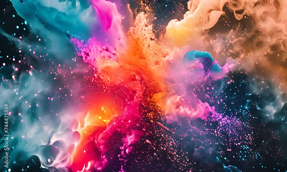 Vidéo Stock Explosion of bright colorful paint on black background ...