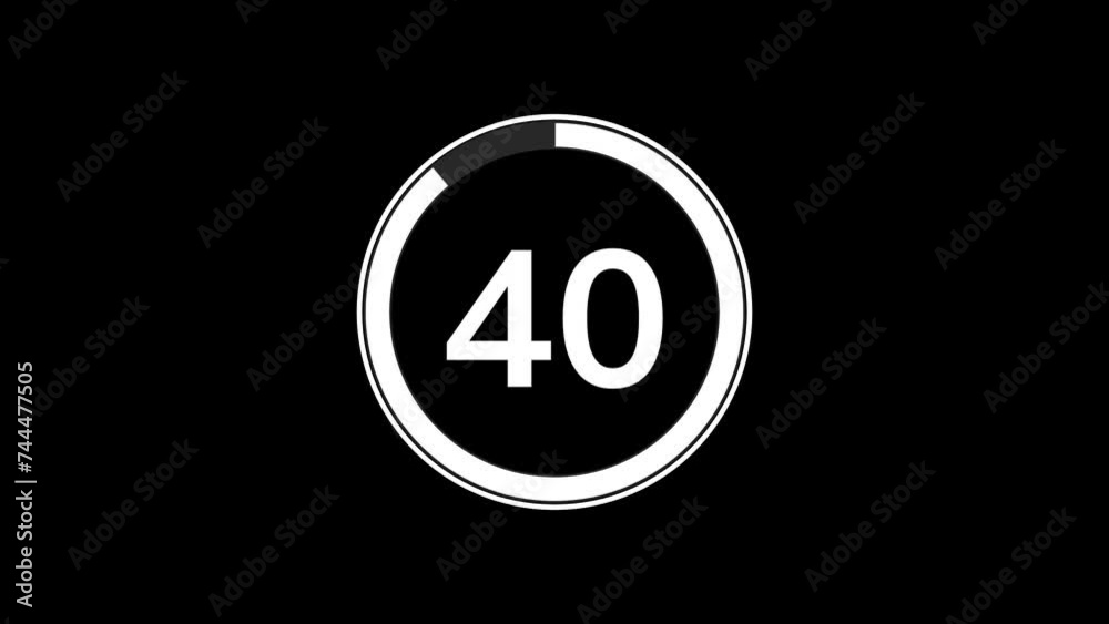 45 seconds countdown timer animation with simple flat modern white circle indicator animation on ...