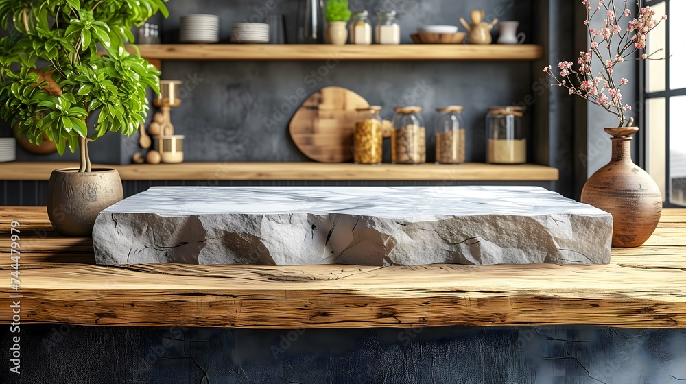 Kitchen podium background food product stand table pedestal display ...