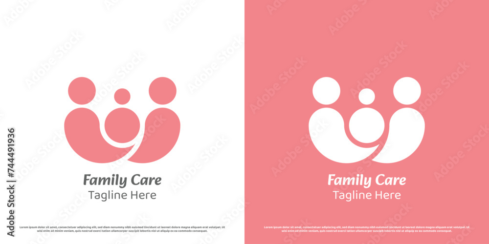 Family logo design illustration. Silhouettes of mother child father ...