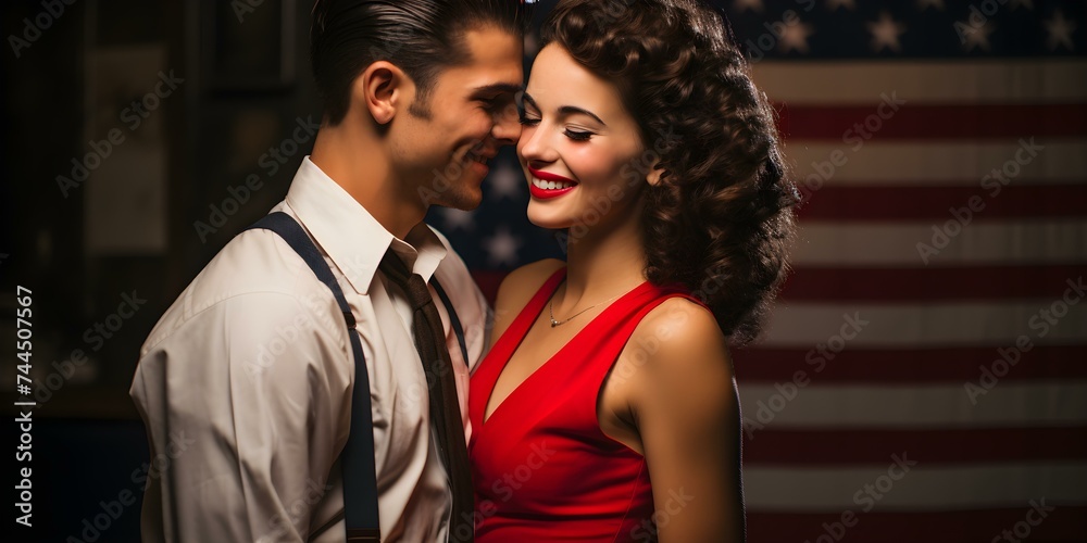 Dancing and smiling at a retro American fifties-themed party: A ...