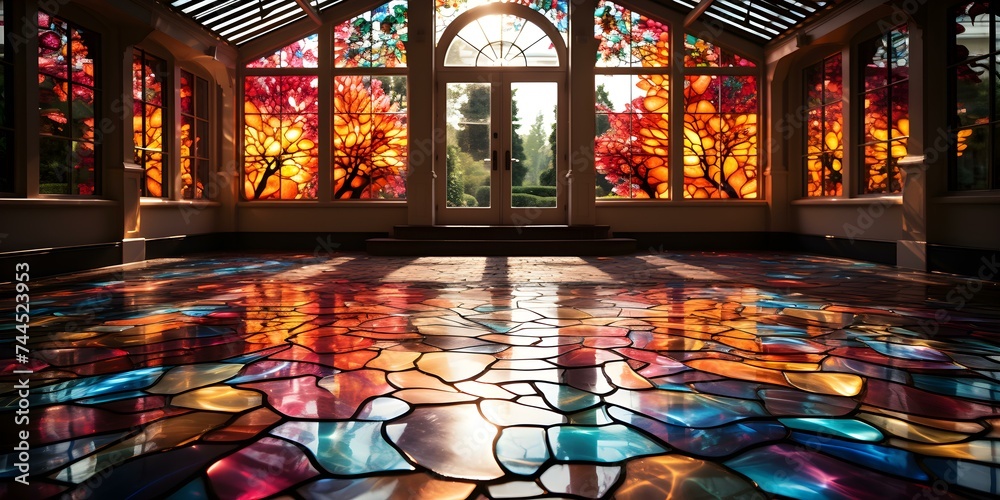 Enhancing Room Ambiance with Stained Glass Floor and Window. Concept ...