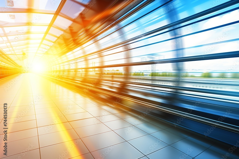 This vibrant image captures the essence of speed and motion inside a ...