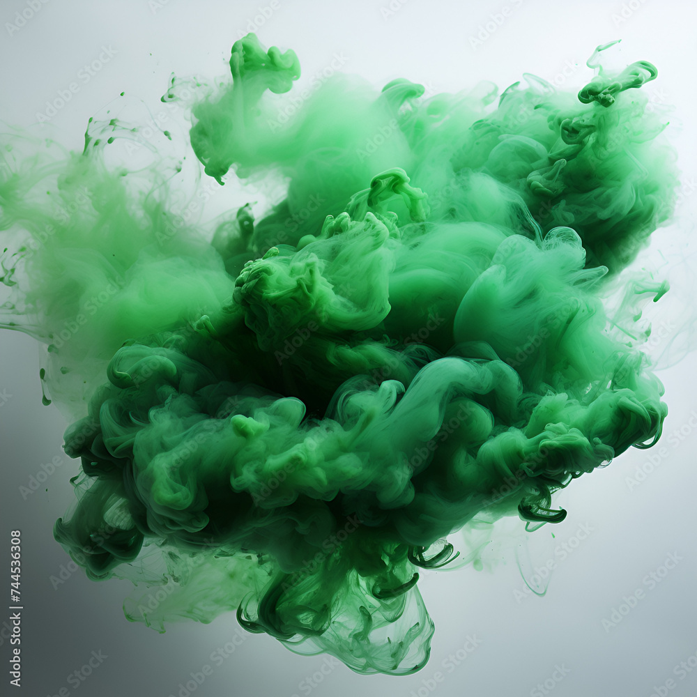 Green Smoke Bomb Exploding Isolated On White Background, green smoke ...
