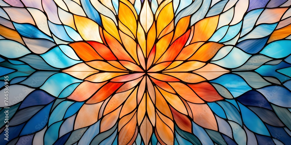 A Close Examination of a Vivid Stained Glass Window Revealing Intricate ...