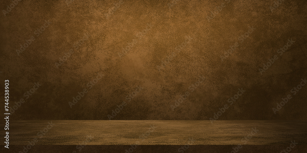 vintage brown color studio background with light from above. leather ...