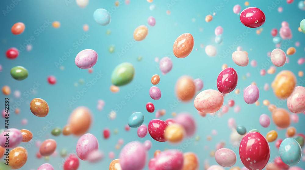 cute colorful easter eggs falling down like rain from sky. wallpaper ...