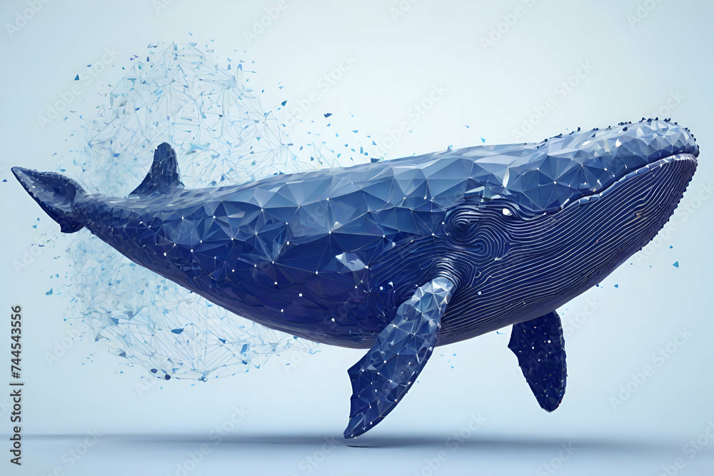 Blue whale composed of polygon The whale consists of lines, dots and ...