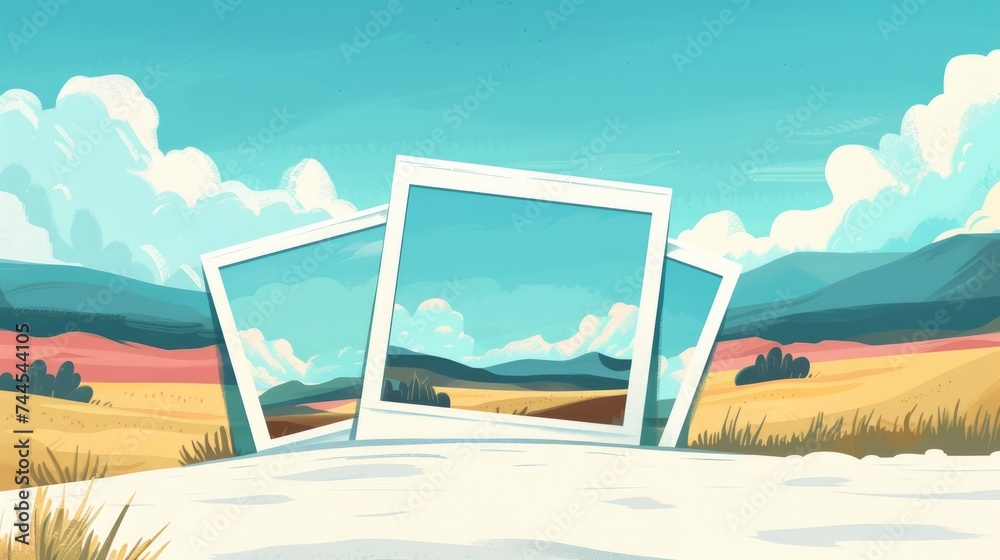 illustration depicting an elegantly designed photo frame or a classic ...