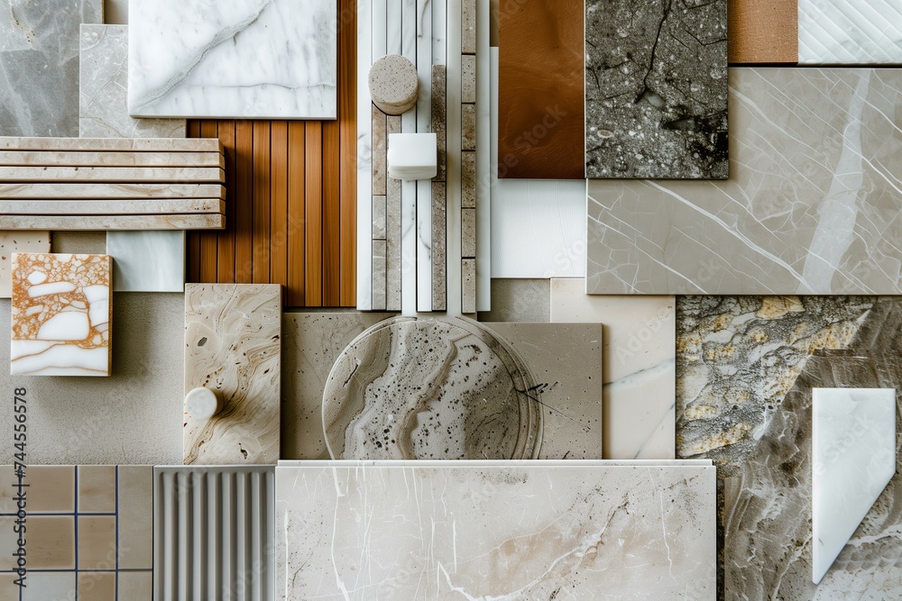 interior design material sample moodboard with luxury surfaces like ...