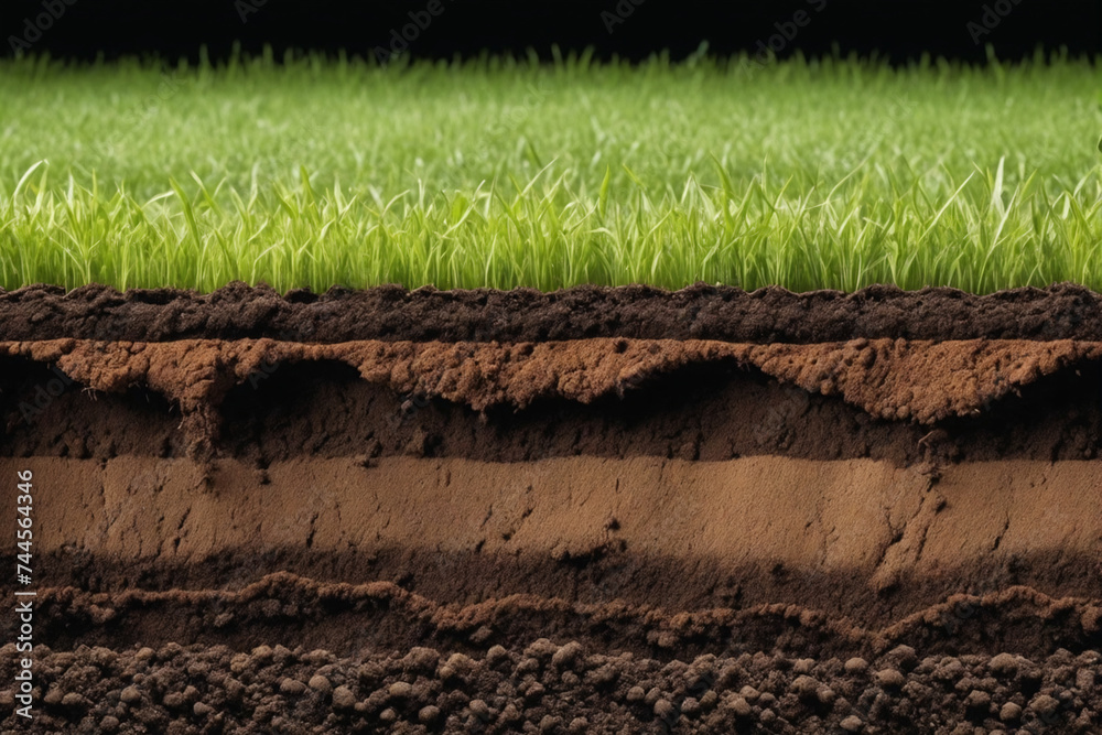 Underground soil layer of cross section earth, erosion ground with ...