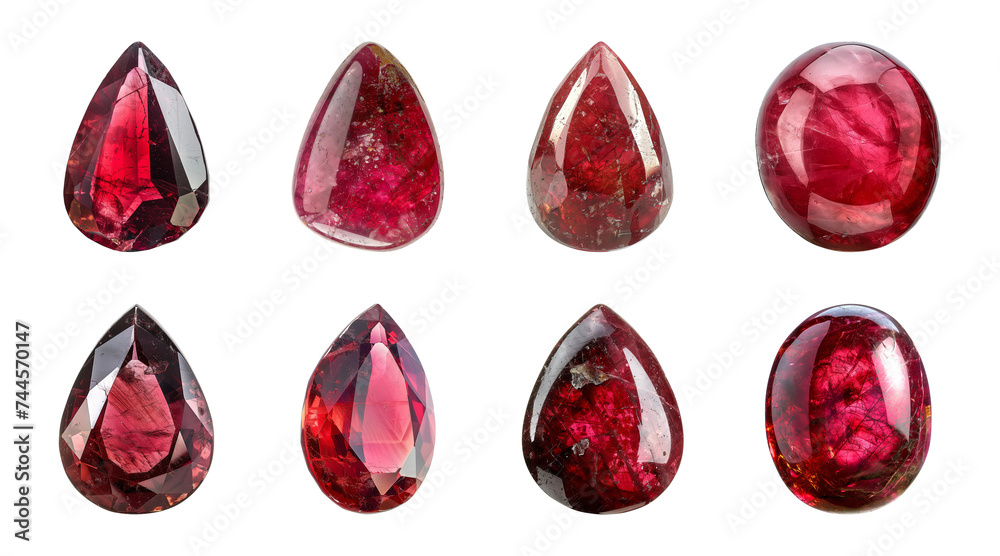 Collection of red gem stones isolated on a transparent background, PNG ...