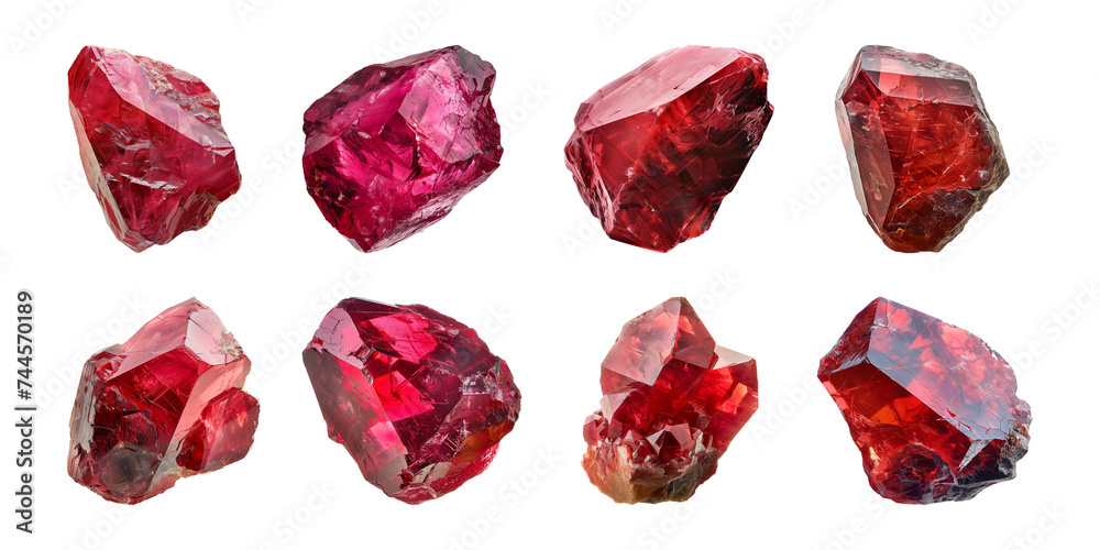 Collection of red gem stones isolated on a transparent background, PNG ...