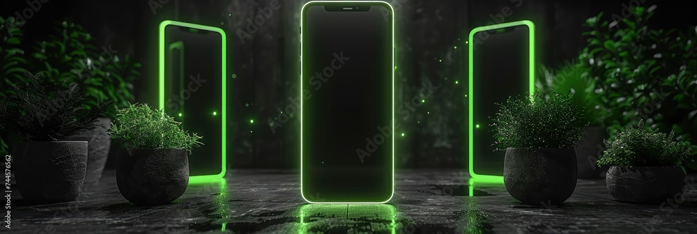 Develop an elegant mockup highlighting the iPhone Pro's green screen in ...