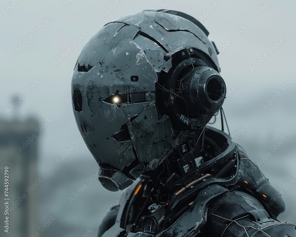 A cyborg mercenary facing an existential crisis in a post apocalyptic ...