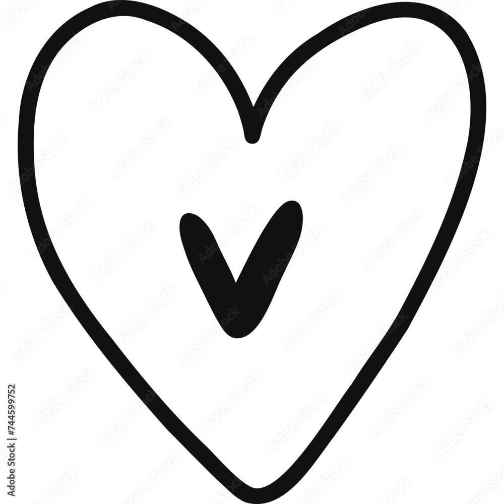 Cute hand drawn doodle of check V mark with checkbox in the shape of ...