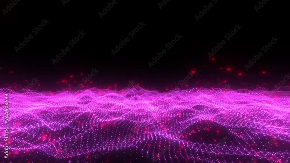 Audio wave field frame. Abstract neon light particles audio waveform on ...