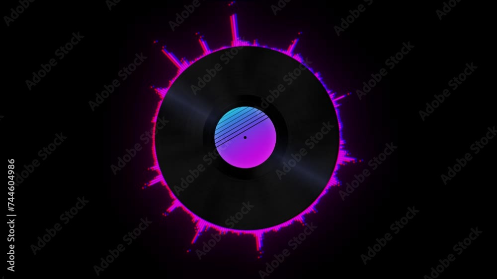Rotating vinyl record on black background. Old technology. Retro design ...
