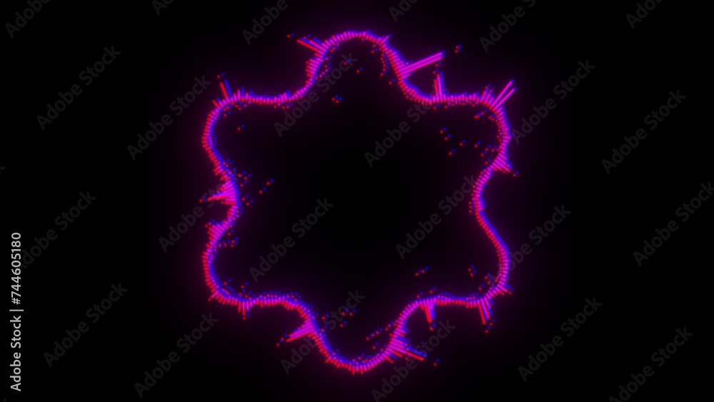 Audio wave star frame. Abstract neon light particles audio waveform on ...