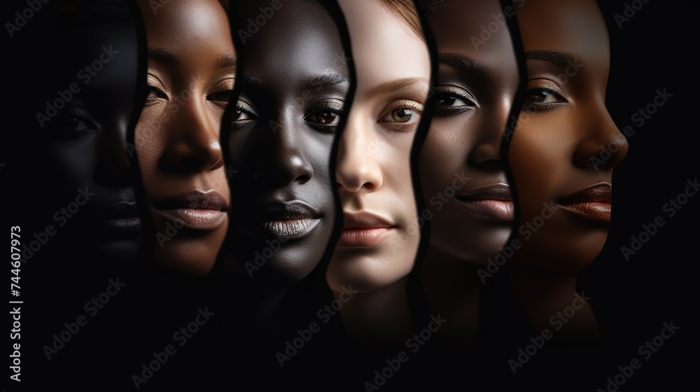 Human face made from portrait of different people of diverse age ...