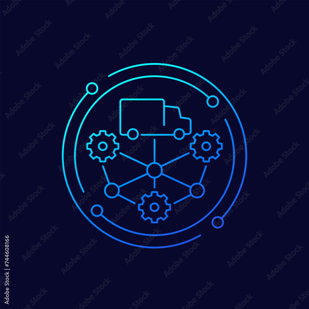 SCM icon, Supply chain management linear design เวกเตอร์สต็อก | Adobe Stock