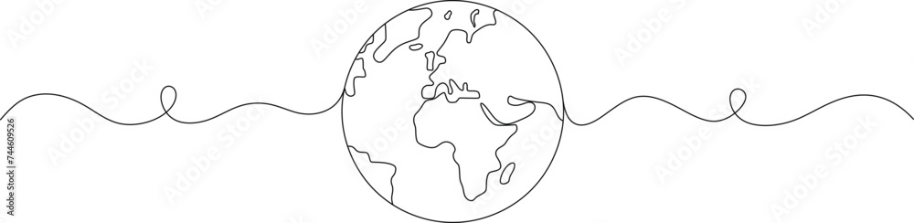 Earth day line art illustration. Earth globe line art style vector ...