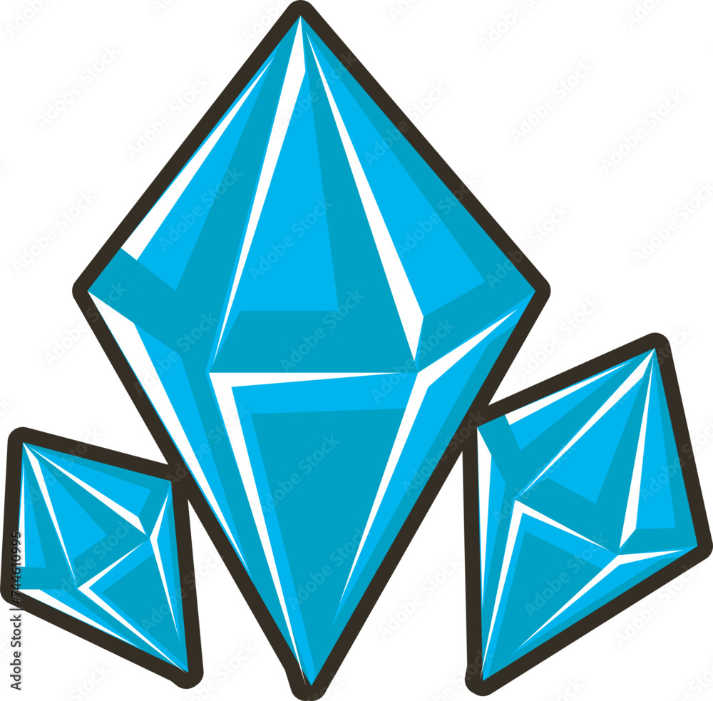 Minecraft of Blue Diamond. Blue Diamond elements. Icon of jewelry. Blue ...