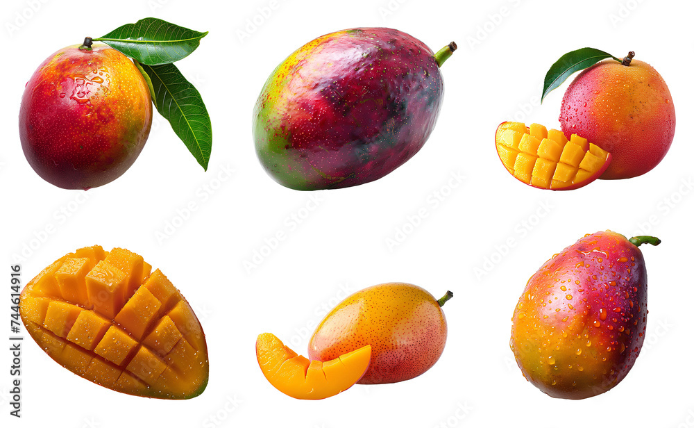 Mango PNG. Tropical fruit mango isolated. Mango slices PNG. Mango top ...