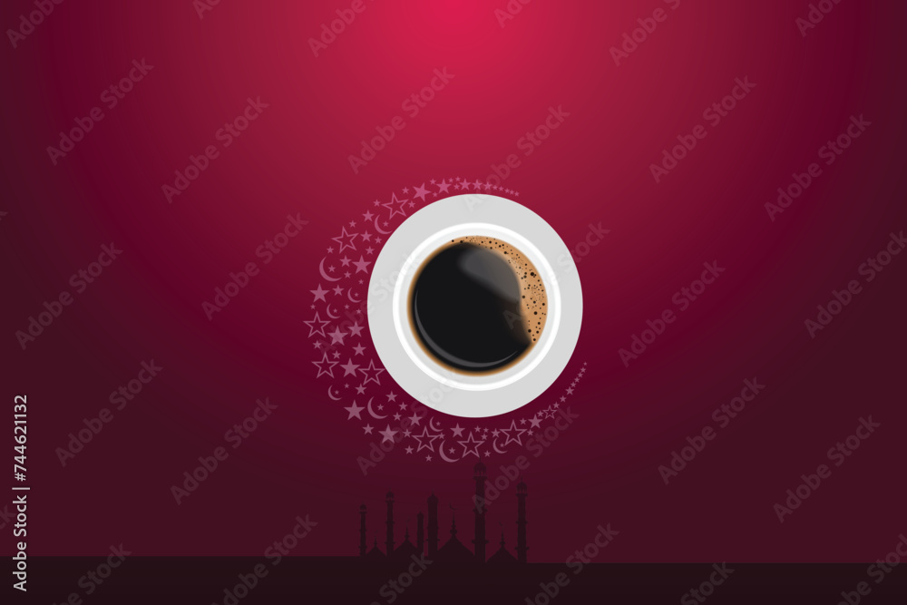 Eid Mubarak creative concept. Background for restaurant or coffee shop ...