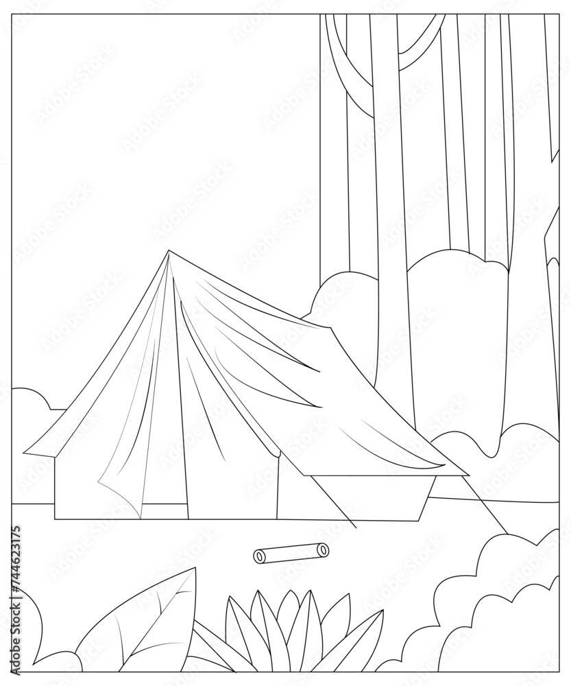 Camp coloring page ,Summer camp coloring book, Colouring book, Camp ...
