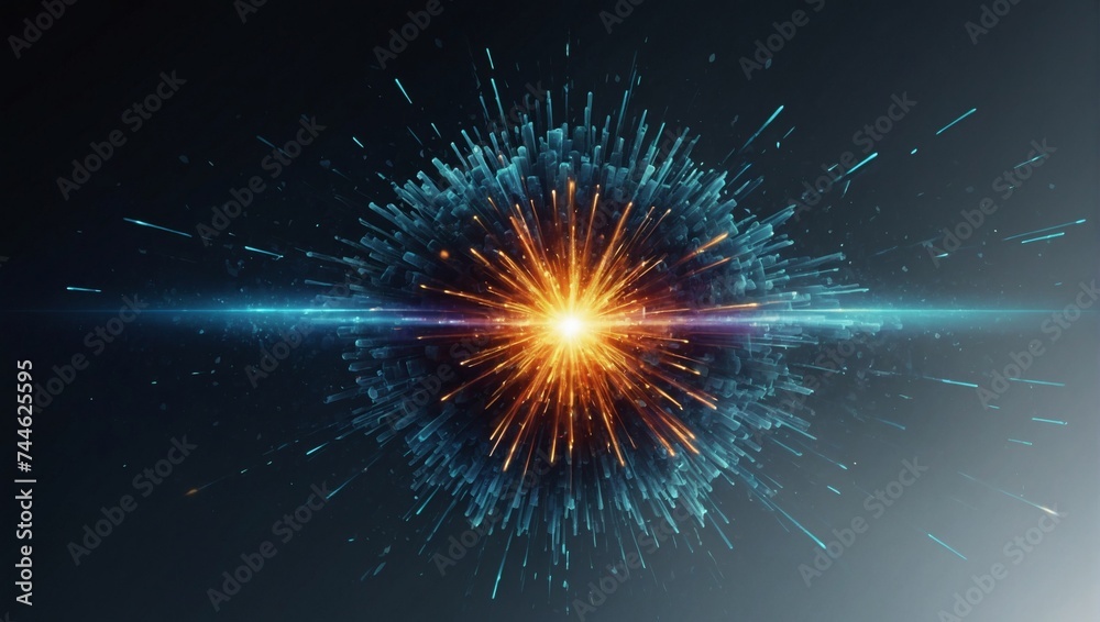 Radiant digital explosion of particles. Futuristic point explosion ...