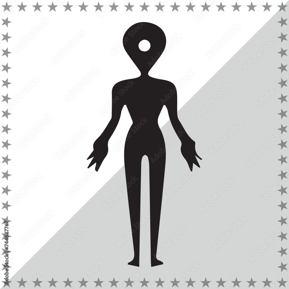 Vetor de Alien Silhouette, cute Alien Vector Silhouette, Cute Alien ...