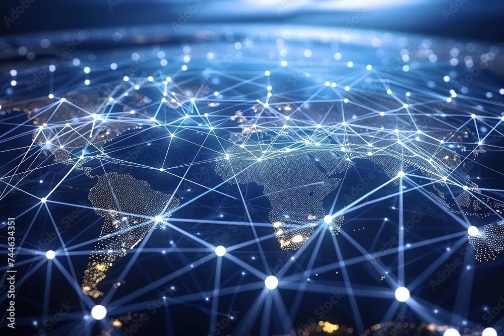 Network background images concept world map point and line node ...