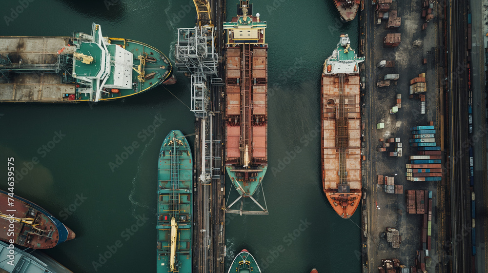 top view of fpso oil and lpg gas tank storage and ship transportation ...