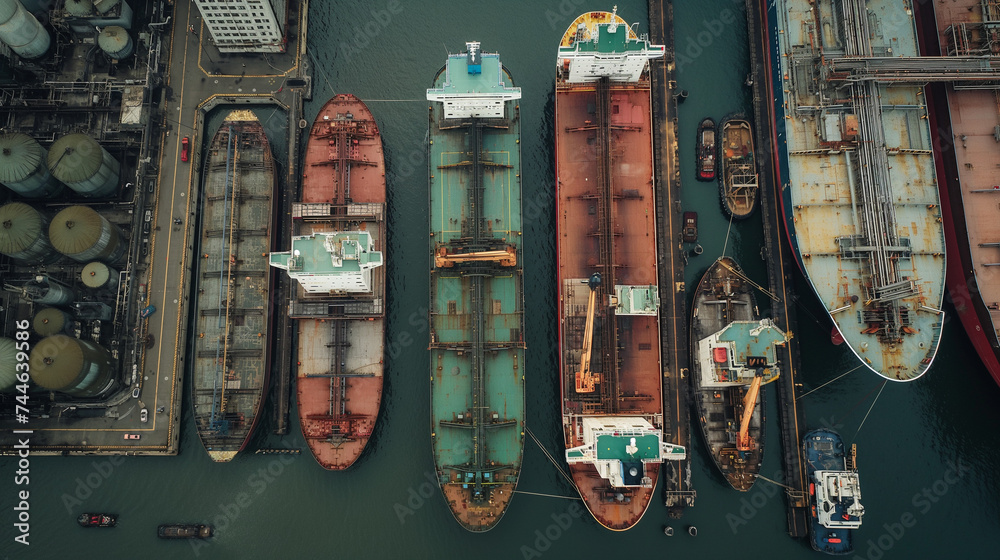 top view of fpso oil and lpg gas tank storage and ship transportation ...