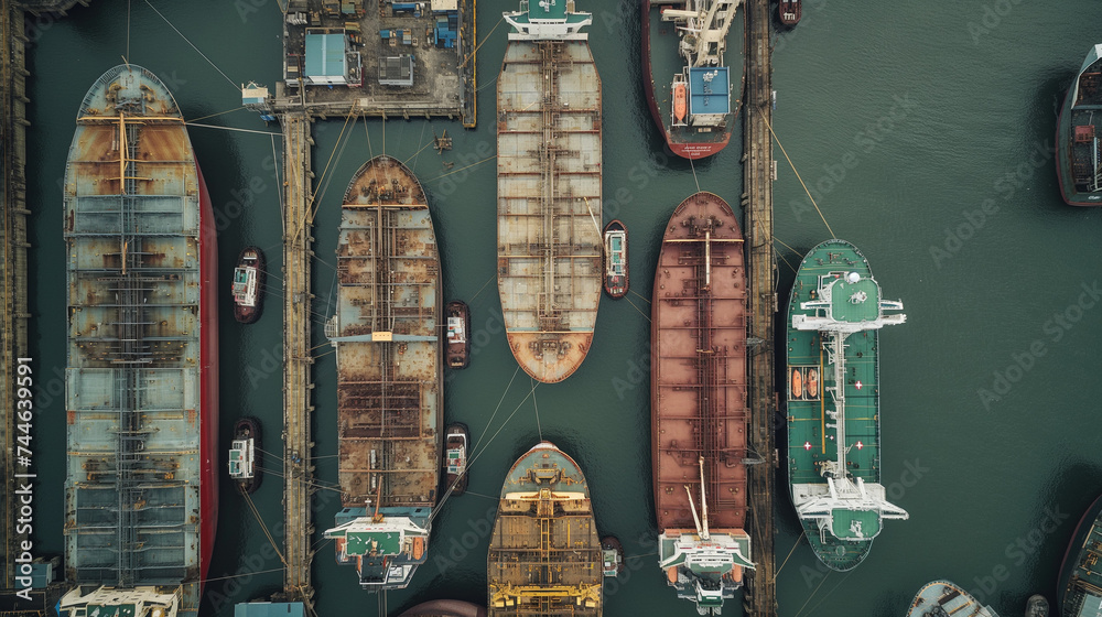 top view of fpso oil and lpg gas tank storage and ship transportation ...