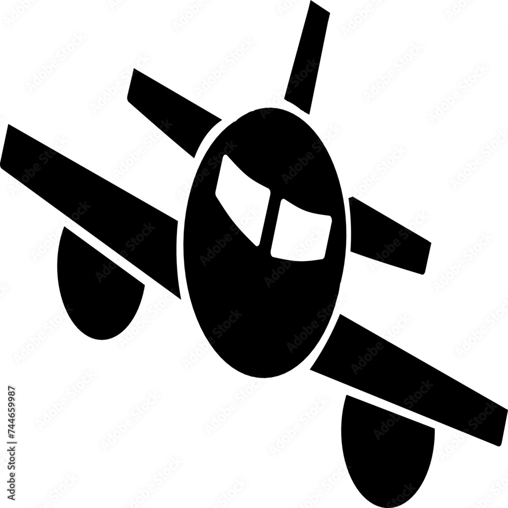 Airplane airbus front view silhouette for icon isolated transparent ...