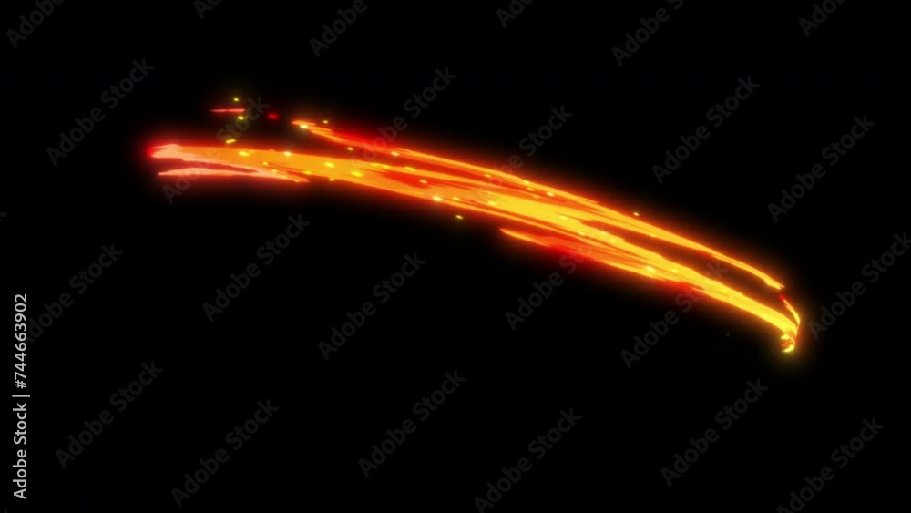 アニメ調の剣で切る炎のような斬撃エフェクト 8種類 アルファチャンネル付き8 types of flame-like slash ...