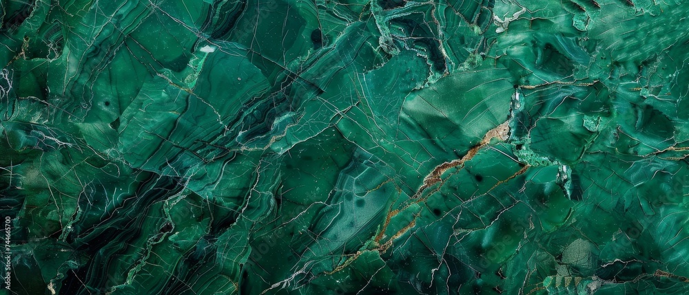 This panoramic image features a vast expanse of crystalline green ...
