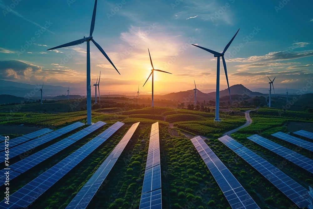 Foto de Eco-Friendly Energy Solutions: Solar Panels and Wind Turbines ...