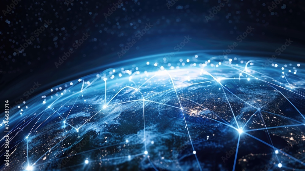 mobile network wires gracefully enveloping a country, illustrating ...